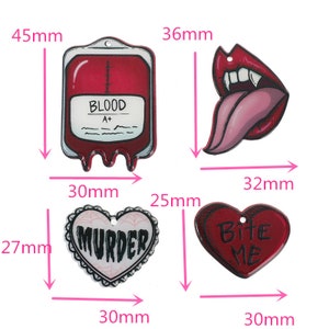 Halloween Charms | Vampire Lips Charm | Blood Bag Charm | Bite Me Charm ...