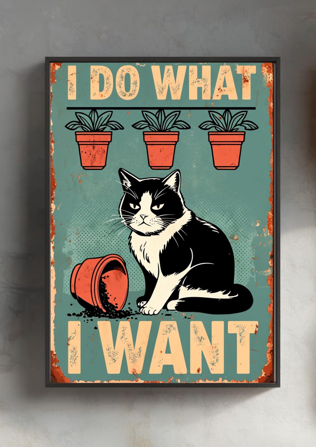 Funny Tuxedo Cat Poster: Retro - Etsy