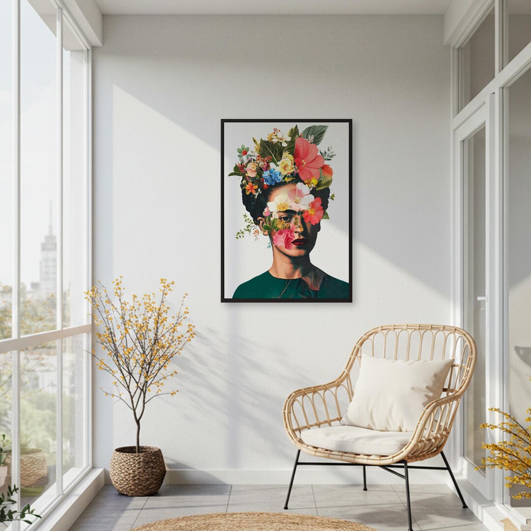 Floral Frida Kahlo Poster – Empowering Botanical Wall Art - Etsy