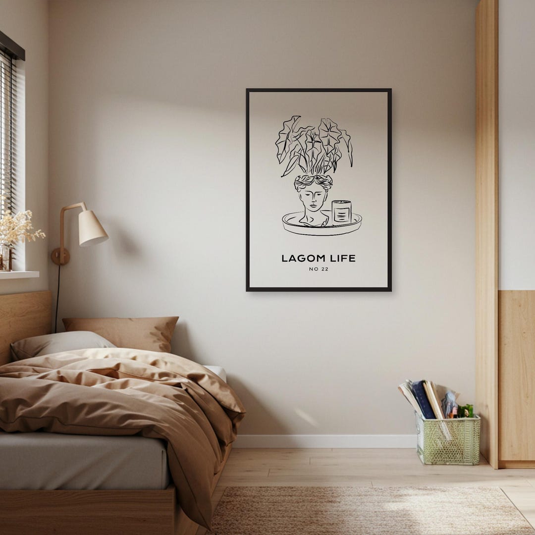 Nordic Plant Bust Print: Minimalist Line Art, Lagom Life - Etsy