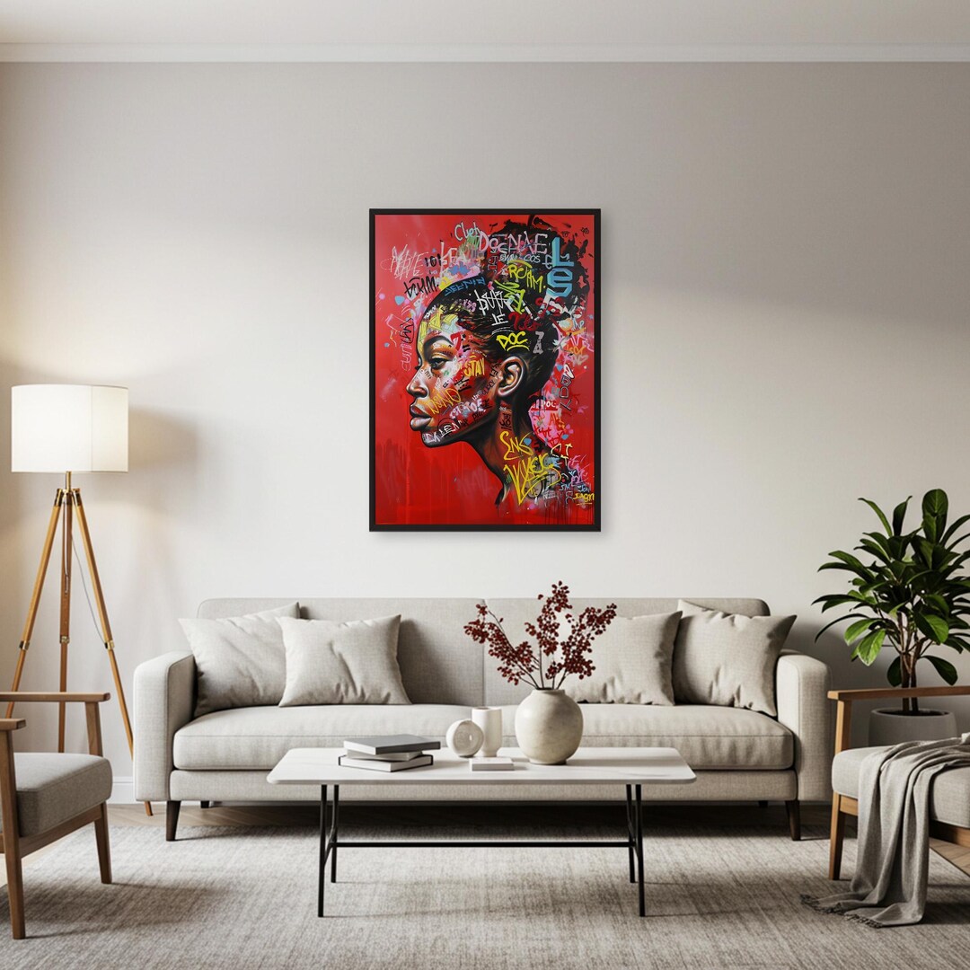 Afro Graffiti Art Print: Urban Street Style Portrait - Etsy