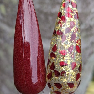 Love Hurts Duo / Deep Blood Red Drip Glitters in Gold Flakes ...