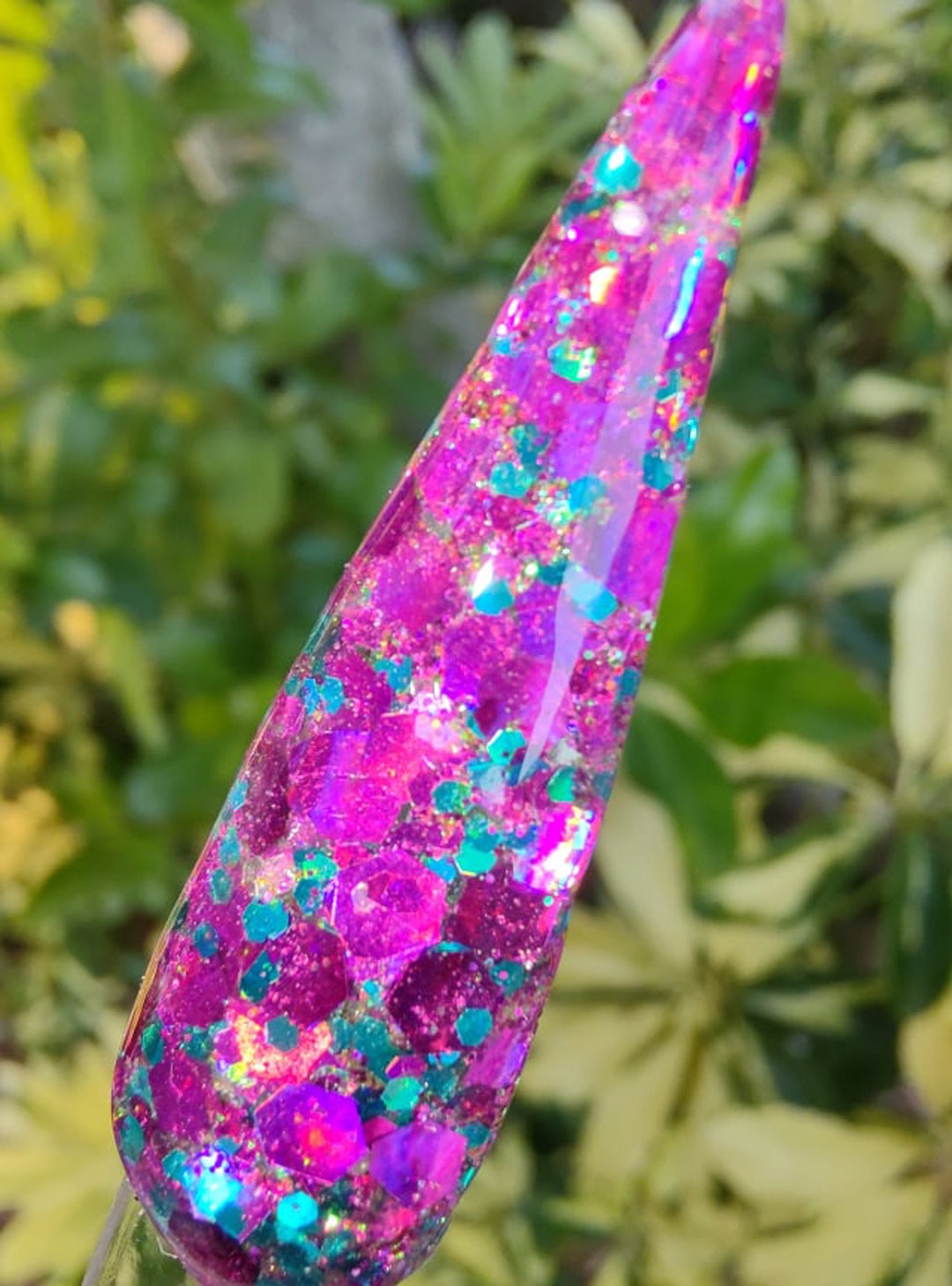 Peacock Strut - Fuchsia & Aqua Glitter Dip / Acrylic Nail Dip Powder - Etsy