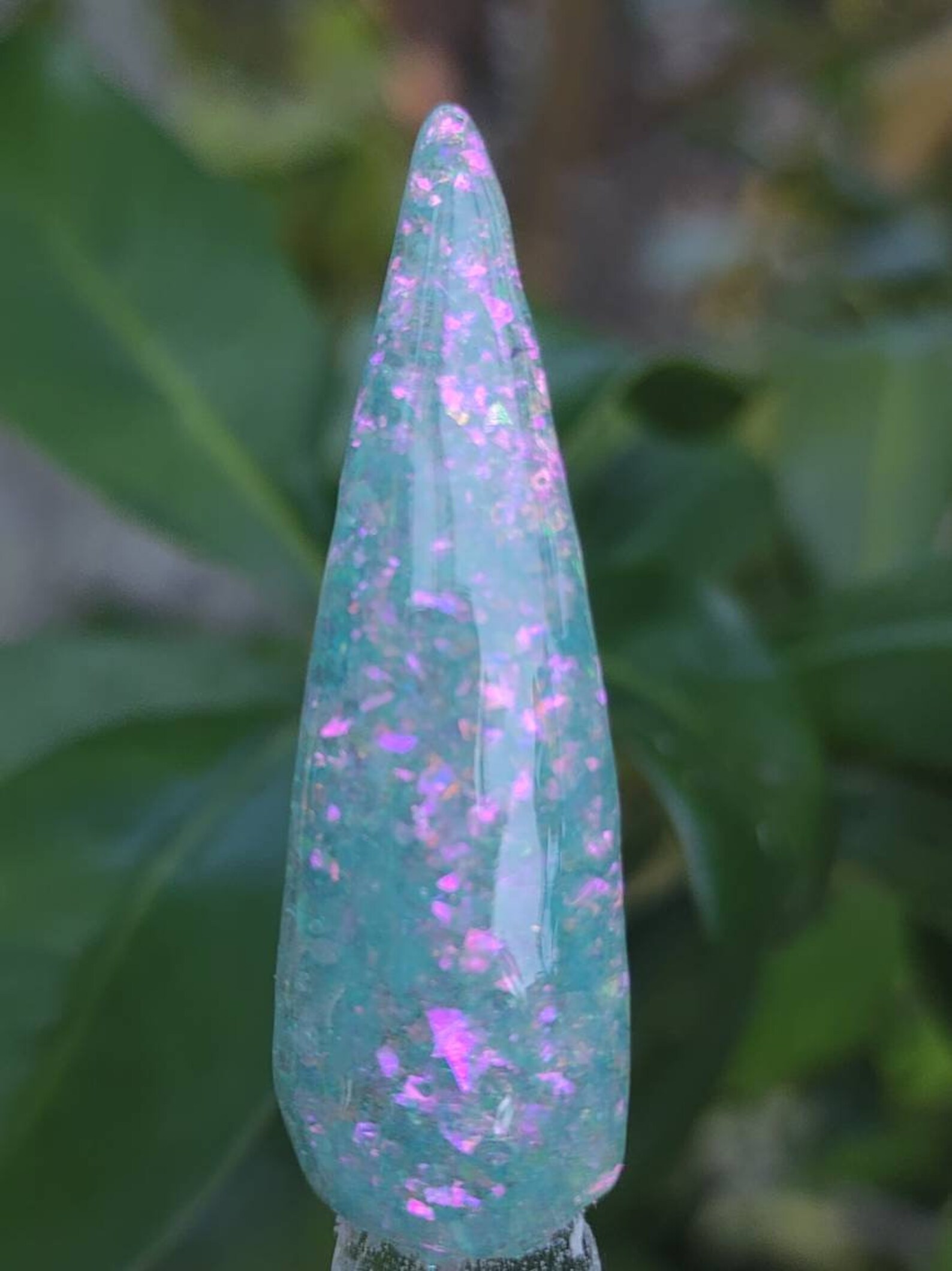 Frozen Blue Shards and Flakes With Pink Flares / Acrylic Nail Dip ...