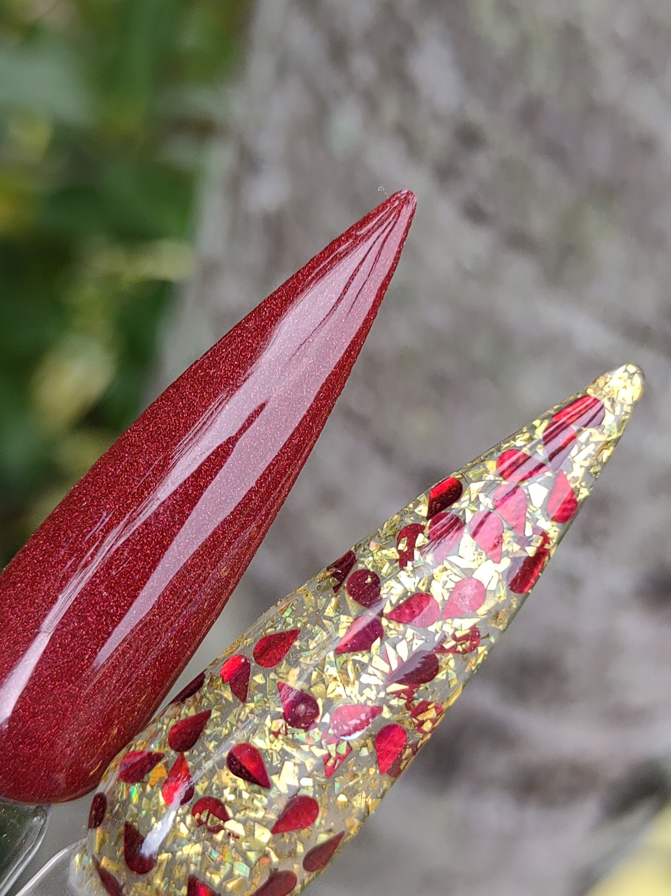 Love Hurts Duo / Deep Blood Red Drip Glitters in Gold Flakes ...