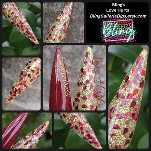 Love Hurts Duo / Deep Blood Red Drip Glitters in Gold Flakes ...