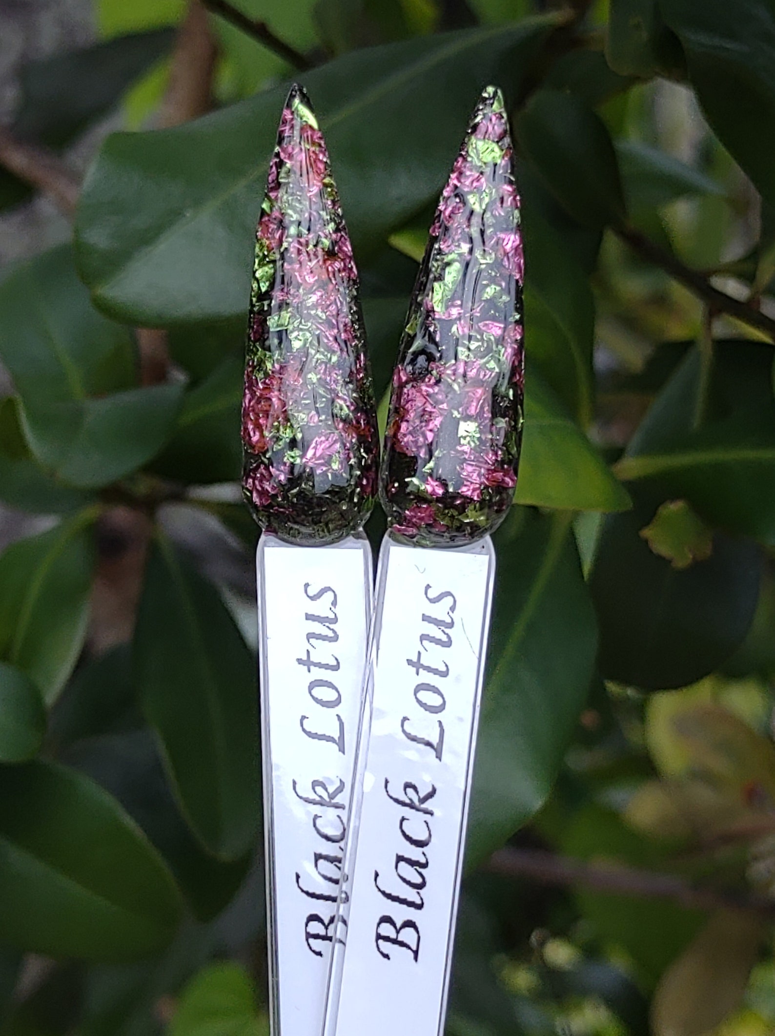 Black Lotus Foil Dip / Pink & Green Foils in a Raven Black Solid Base ...