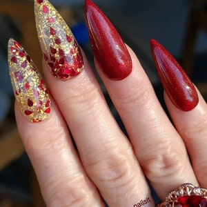 Love Hurts Duo / Deep Blood Red Drip Glitters in Gold Flakes ...