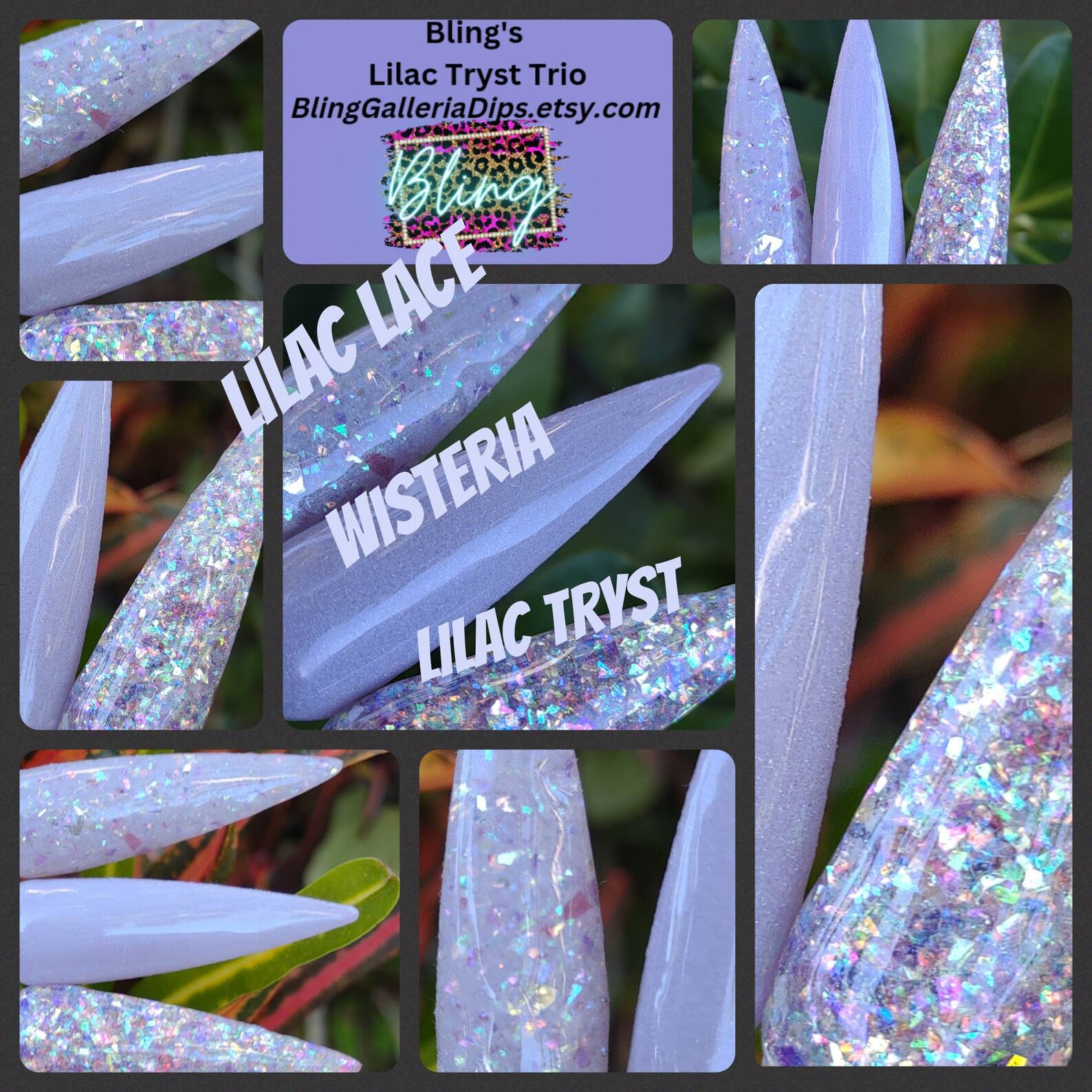 Lilac Tryst Trio / Lilac Tryst Flake Dip / Lilac Lace Flakes in Powder ...