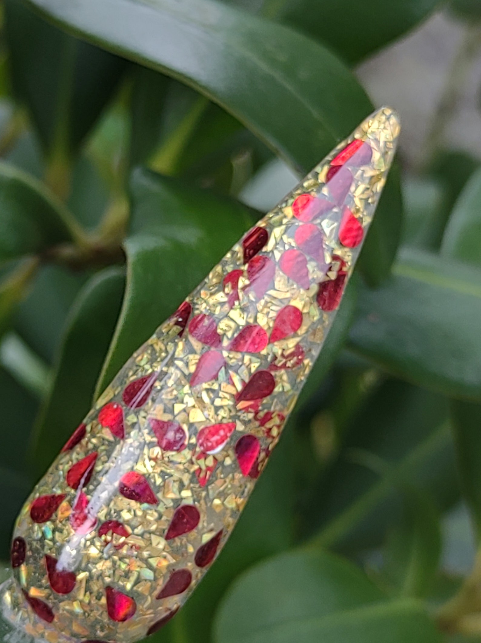Love Hurts Duo / Deep Blood Red Drip Glitters in Gold Flakes ...