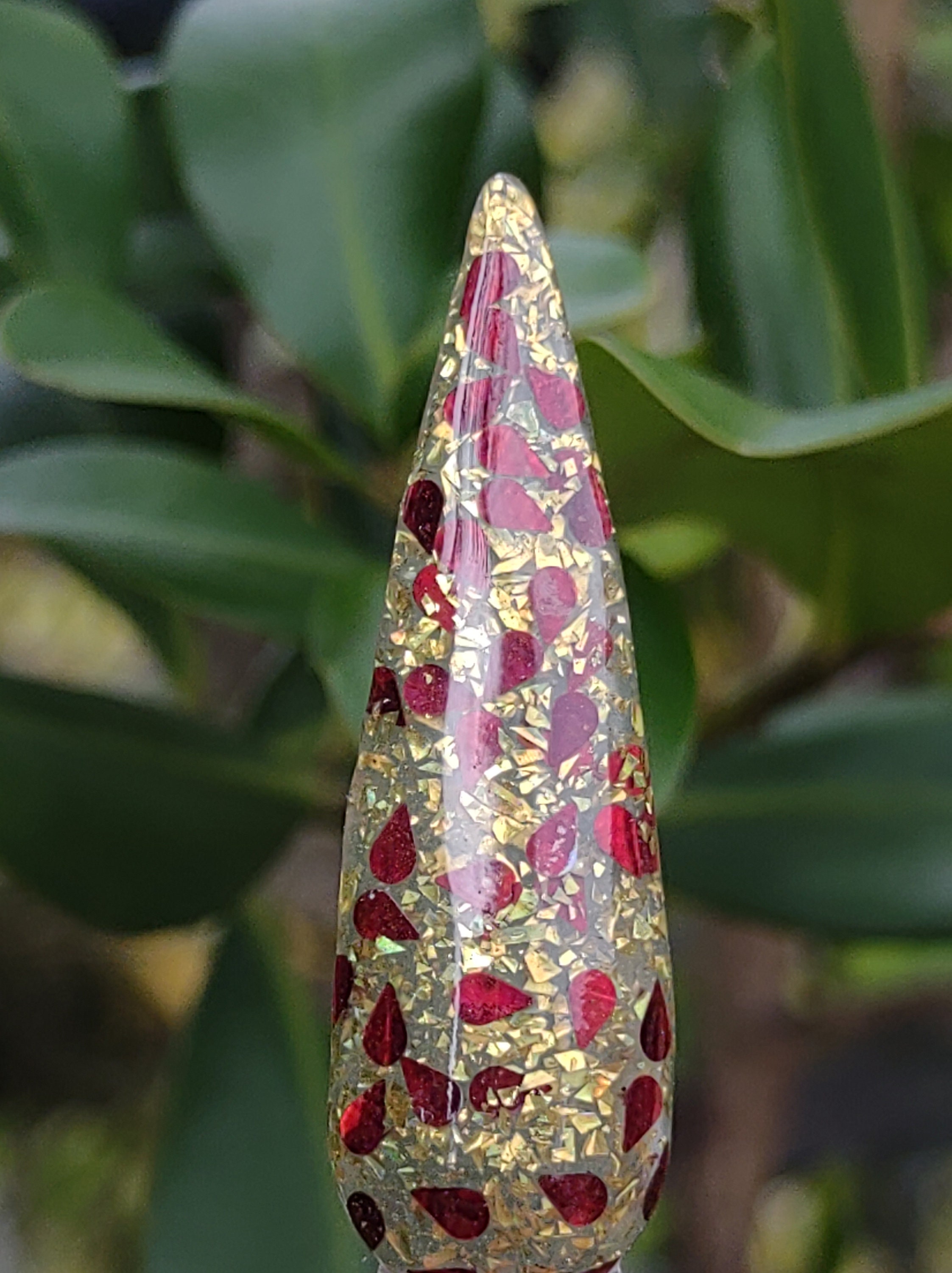 Love Hurts Duo / Deep Blood Red Drip Glitters in Gold Flakes ...