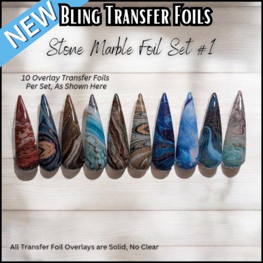 Stone Marble Transfer Foil Overlay Set #1 | Marble Accent Nails or ...
