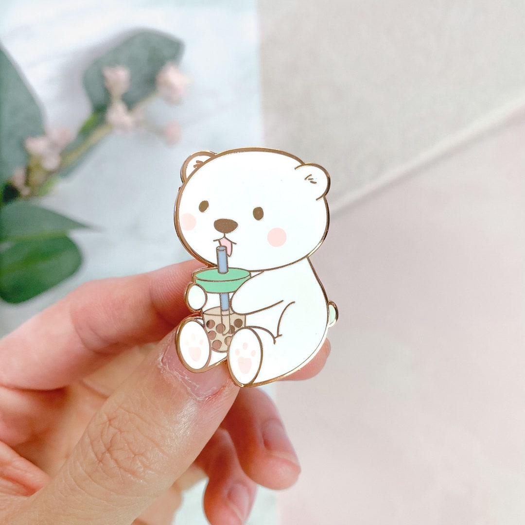 Bubble Tea Enamel Pin, Polar Bear Pin, Boba Milk Tea, Kawaii Enamel Pin ...