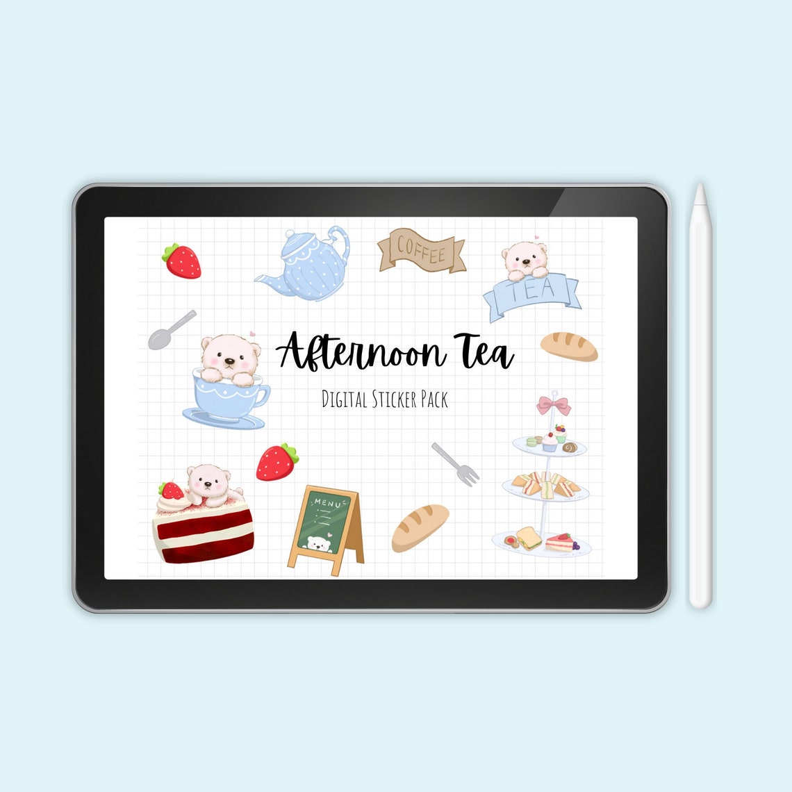 Afternoon Tea Sticker Bundle for Goodnotes, Digital Stickers for ...