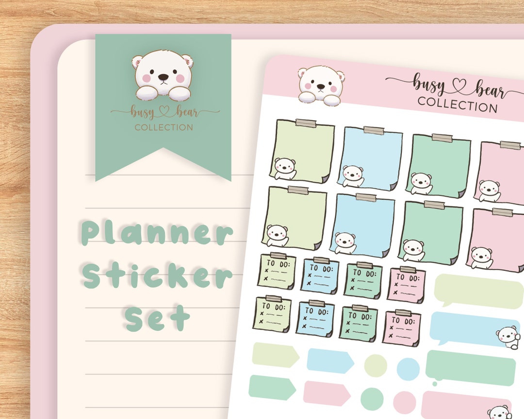 Cute Polar Bear Themed Planner Sticker Set (spring), Sticky Notes, to ...