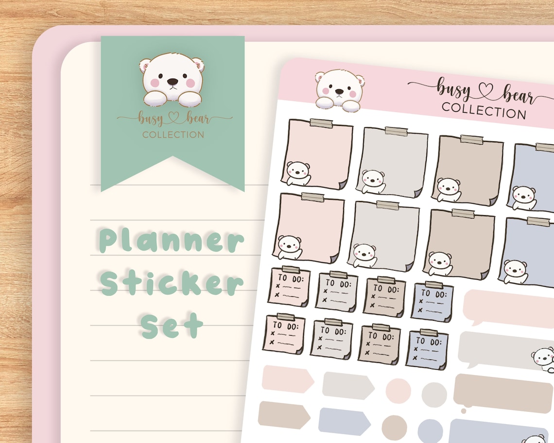 Cute Polar Bear Themed Planner Sticker Set set E, Sticky Notes, to Do ...
