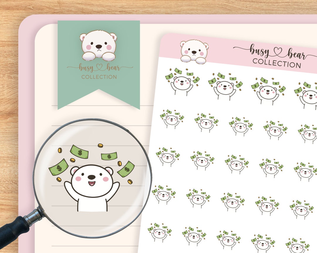 Cute Polar Bear Payday Planner Stickers, Financial Budgeting, Paycheck ...
