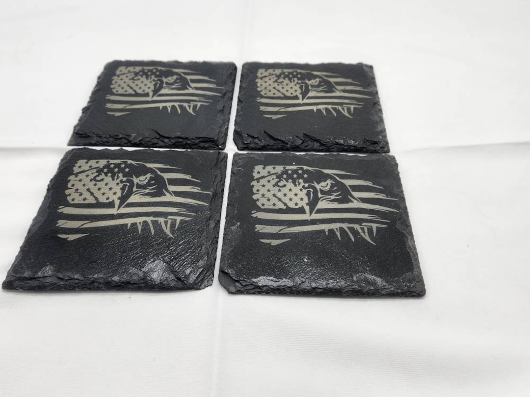 Patriotic Eagle Flag Slate Coaster Set - Etsy