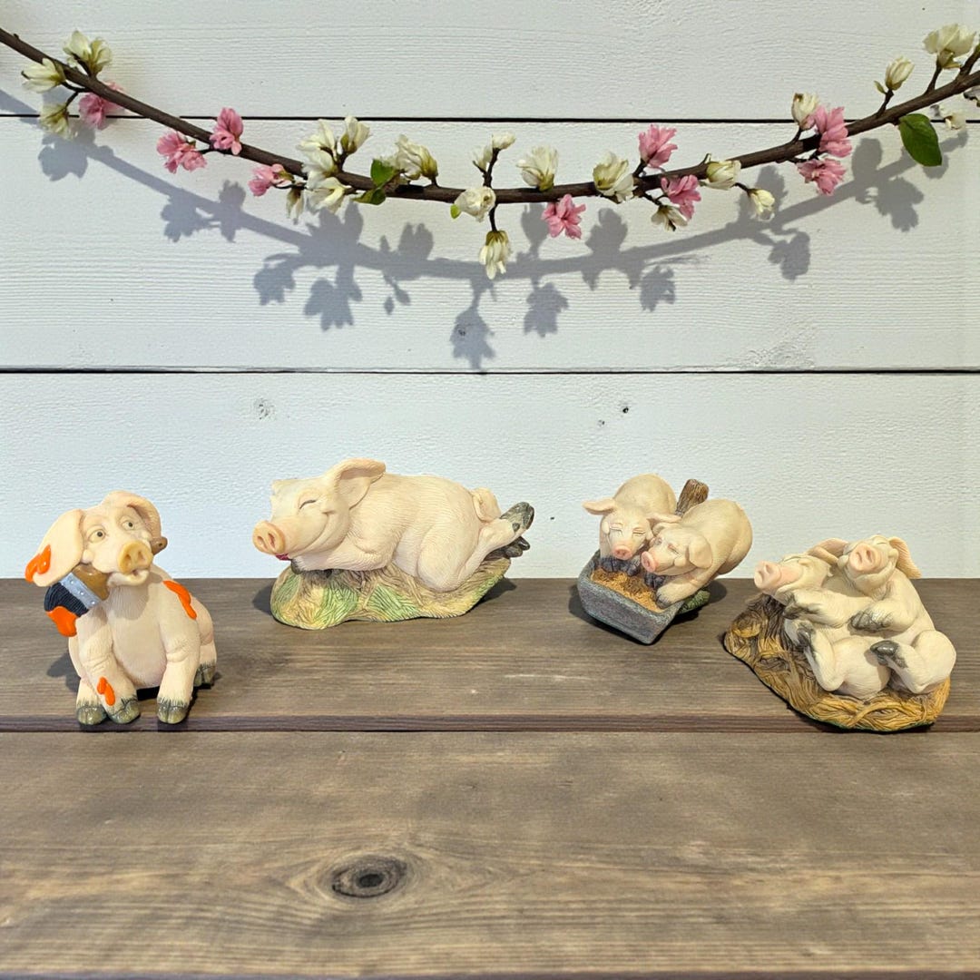 Vintage Piggin Figurines – Boxed Cute Pig Ornaments, Decorating, Pals ...