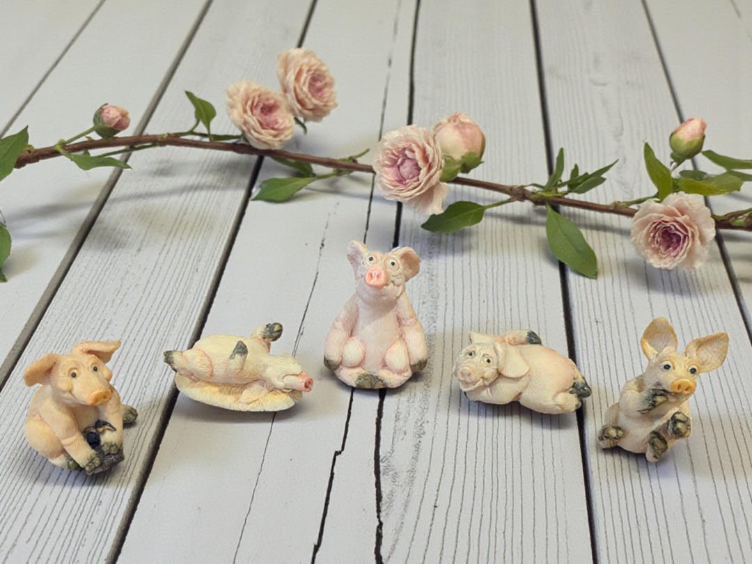 Vintage Piggin Figurines – Boxed Cute Pig Ornaments, Petrified, Dreams ...