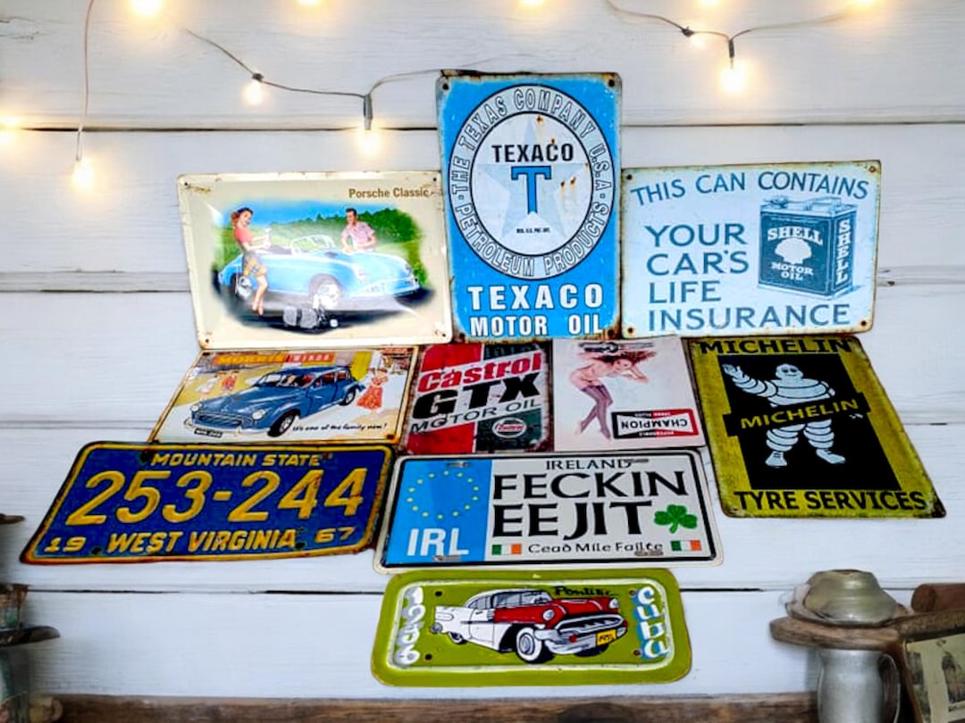 Vintage Metal Car Signs: Porsche, Pontiac, Michelin, Shell - Etsy