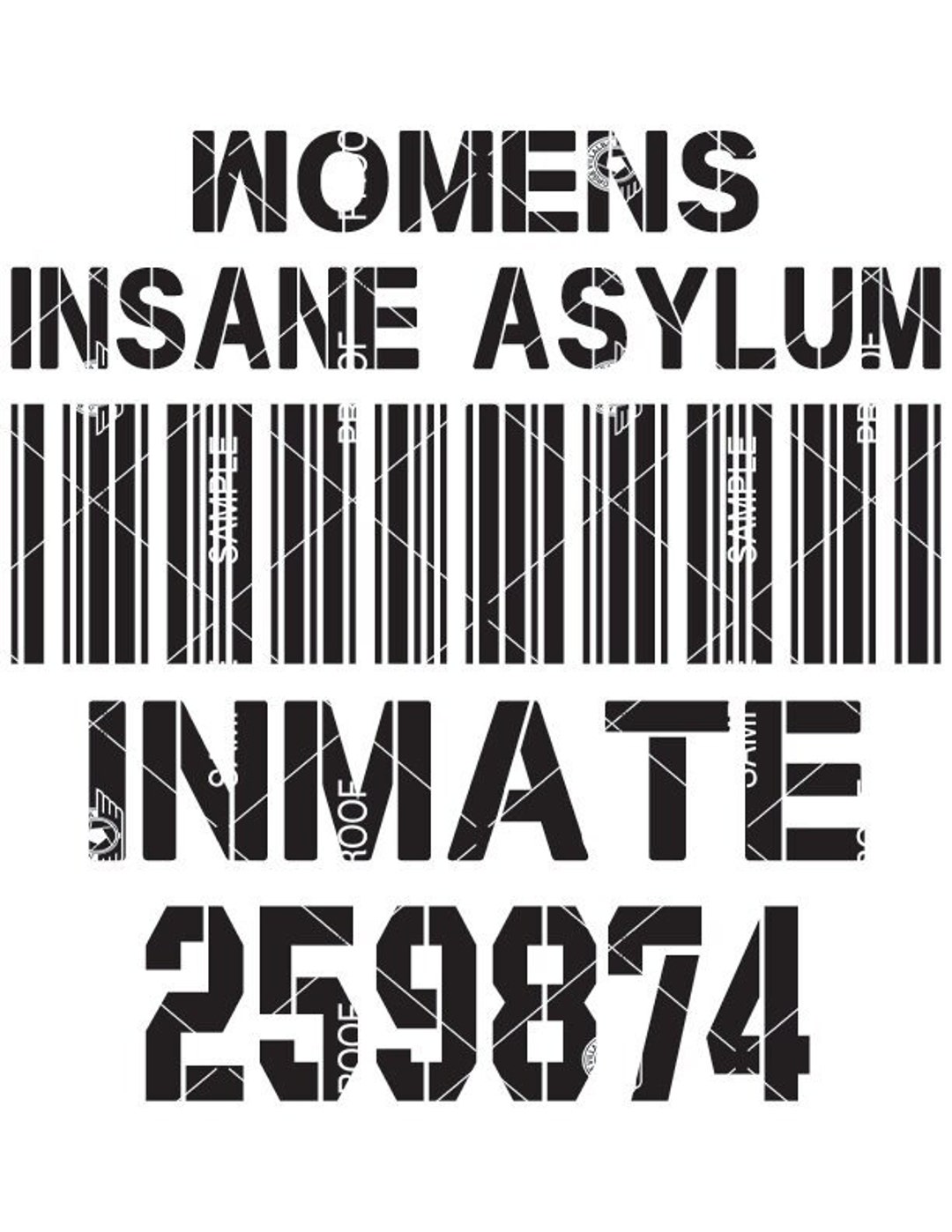 Womens Insane Asylum Inmate SVG: Barcode Vector (digital Download) - Etsy