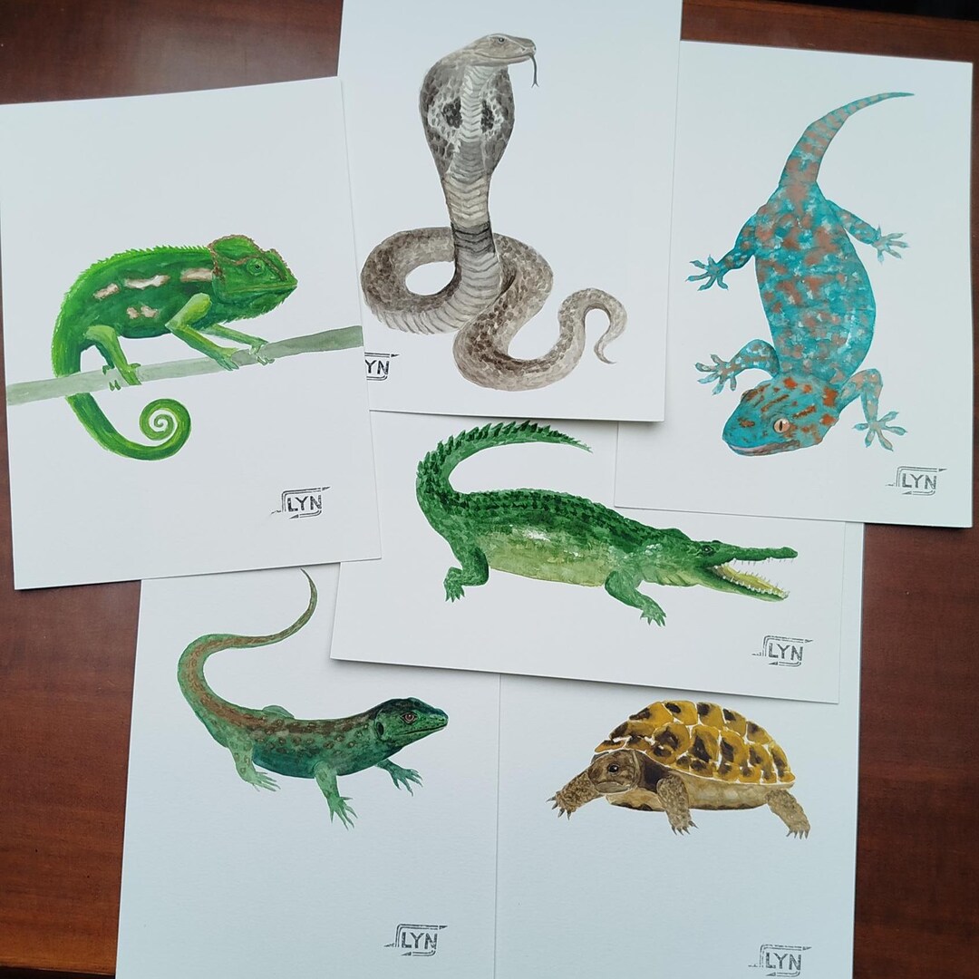 WATERCOLOR REPTILES | Original A4 Painting, Not a Print [portrait ...