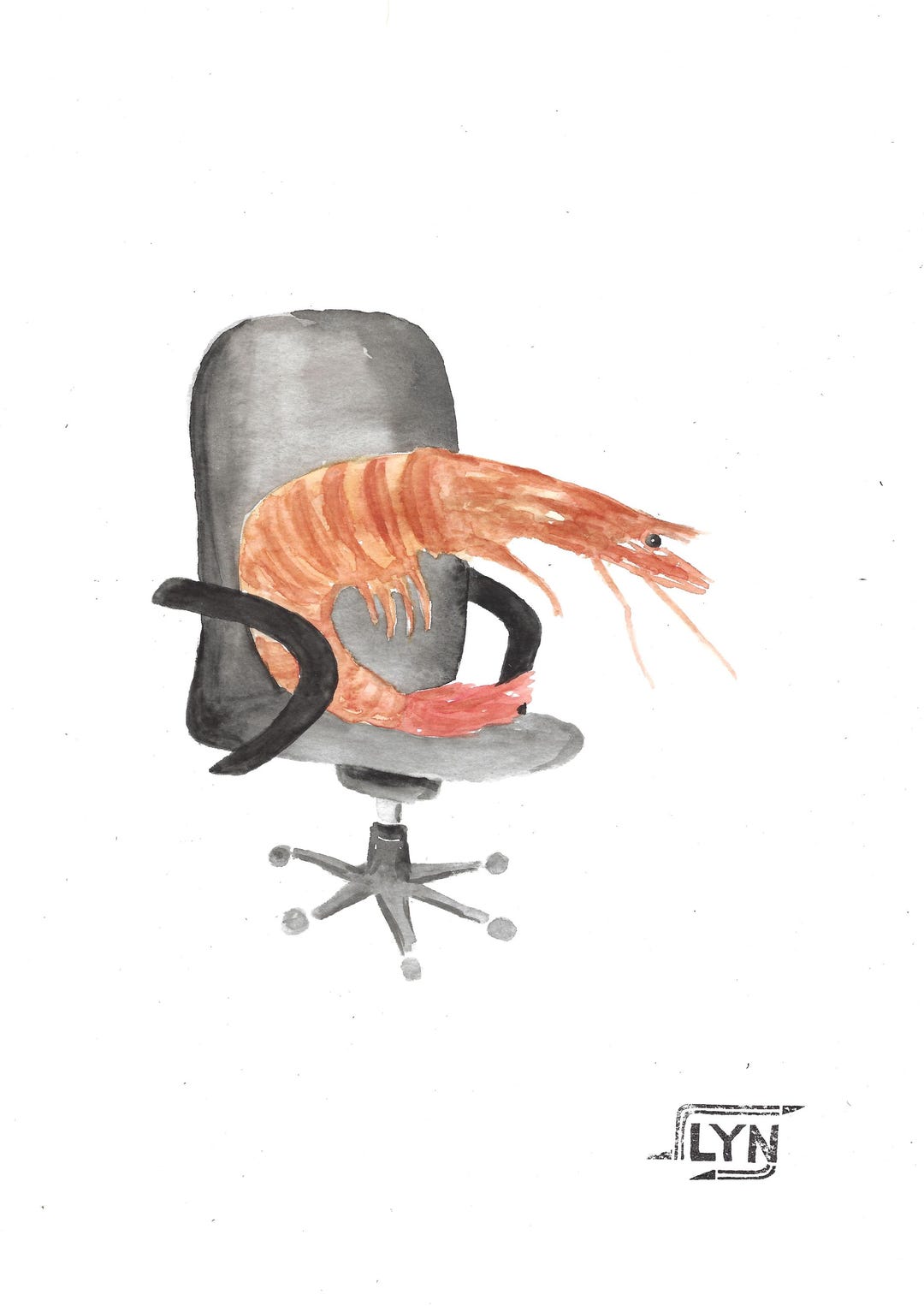 AQUARELL SHRIMP MEME | Original Malerei A4 kein Druck! [Gamer, Nerd ...