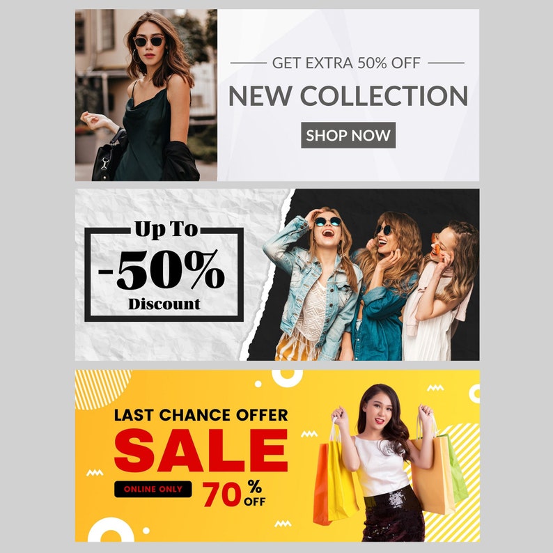 Women Fashion Clothing Web Banners, Website Banners, Shopify Website ...