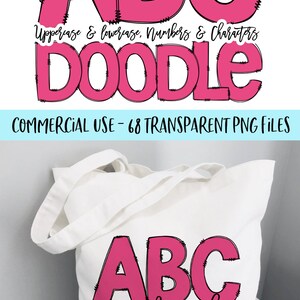 Doodle Font Dark Pink, Doodle Letters PNG, Sublimation Png, Doodle ...