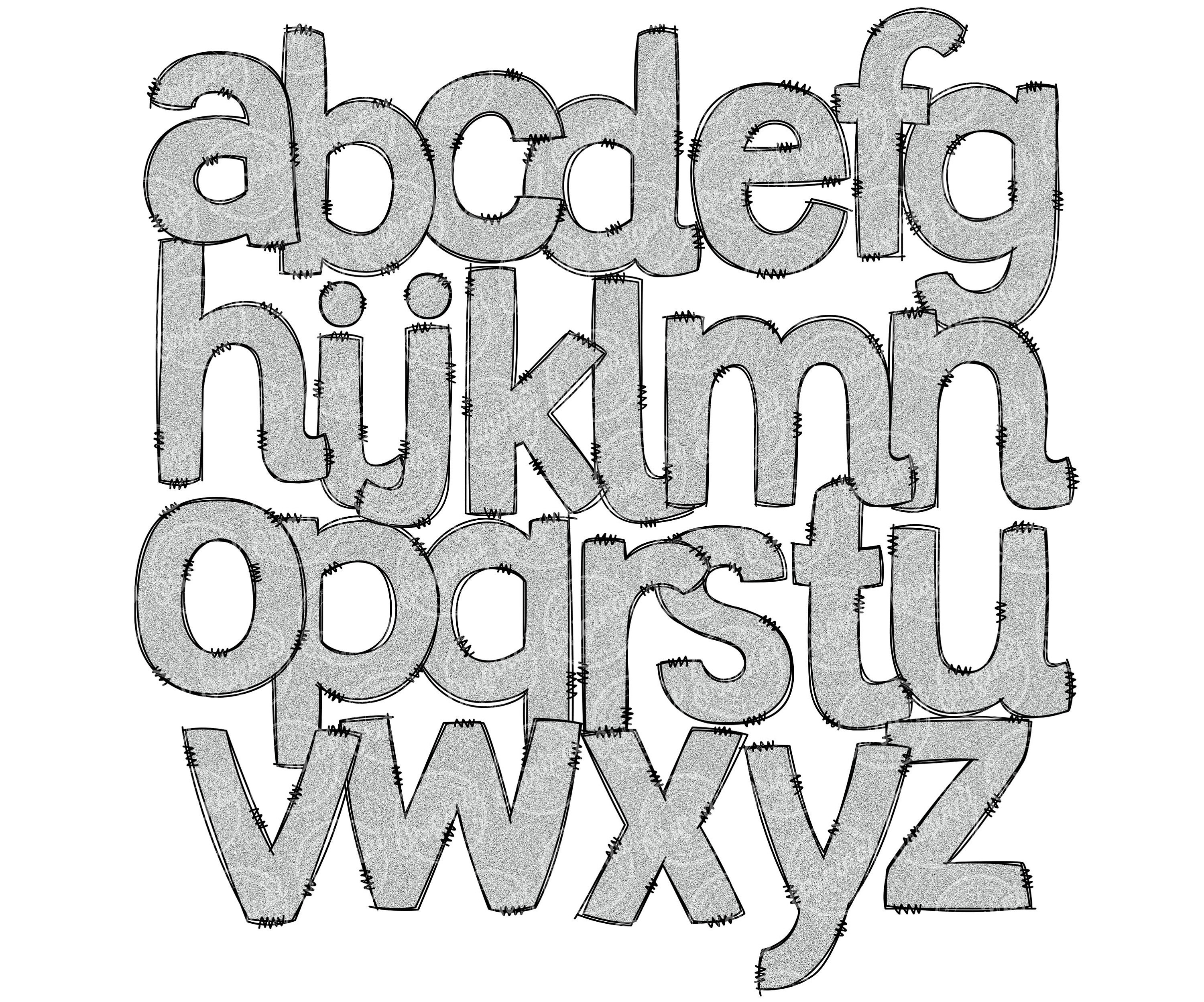Silver Grey Glitter Alphabet Set Glitter Doodle Letters for - Etsy