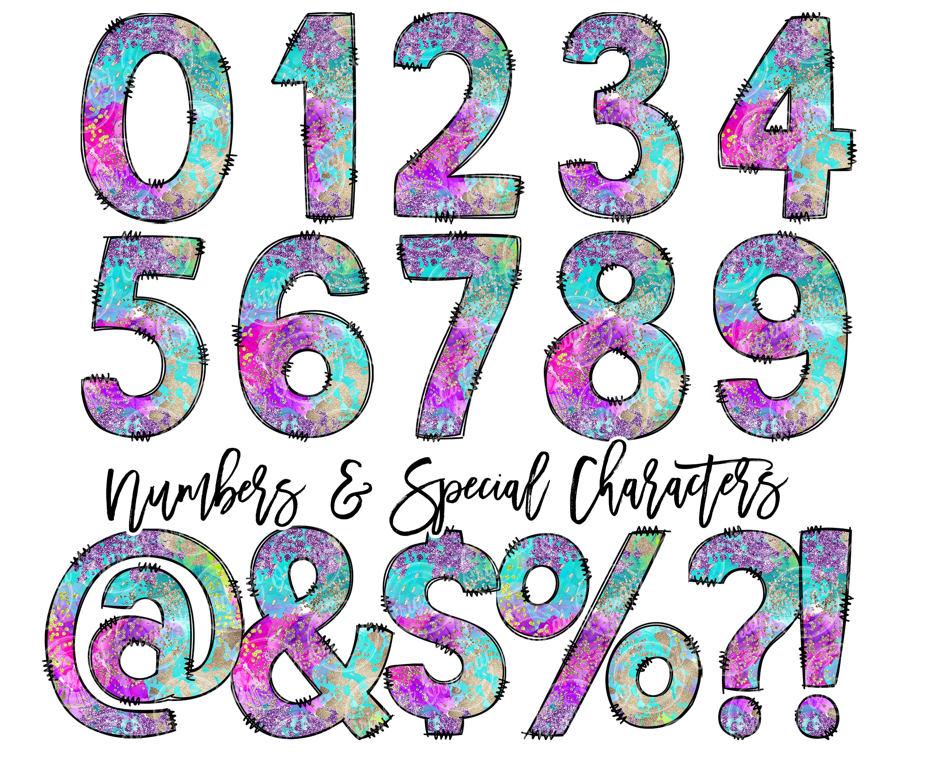 Doodle Font Ink Neon Doodle Letters PNG Sublimation Png | Etsy