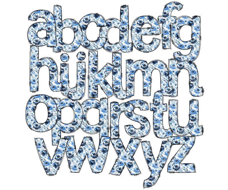 Doodle Letters PNG Floral Flower Alphabet Set, Floral Flower Letters ...