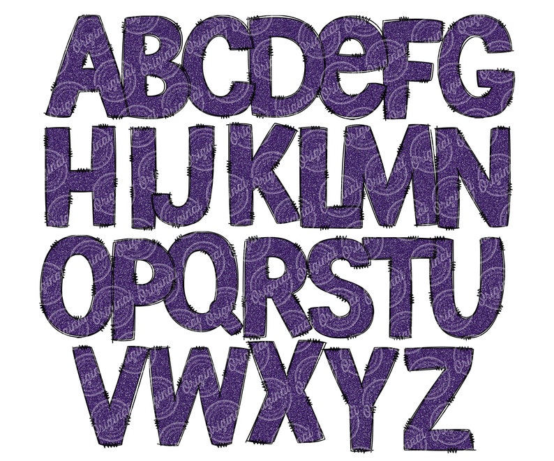 Dark Purple Glitter Alphabet Set Glitter Doodle Letters for - Etsy