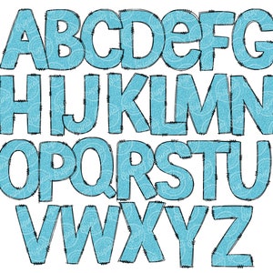 Light Blue Glitter Alphabet Set, Glitter Doodle Letters, for Crafters ...