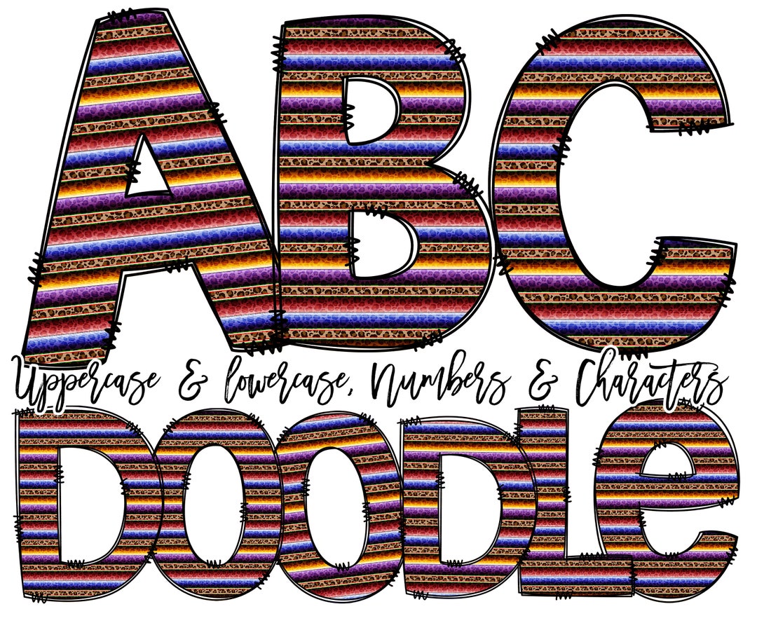 Doodle Font Serape Doodle Letters, Serape Alphabet Pack, Serape Pattern ...