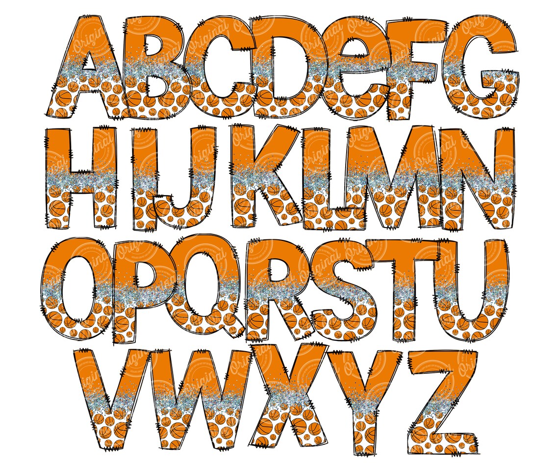 Basketball Doodle Collection, Sports Letters, Hand Drawn Alphabet Set ...