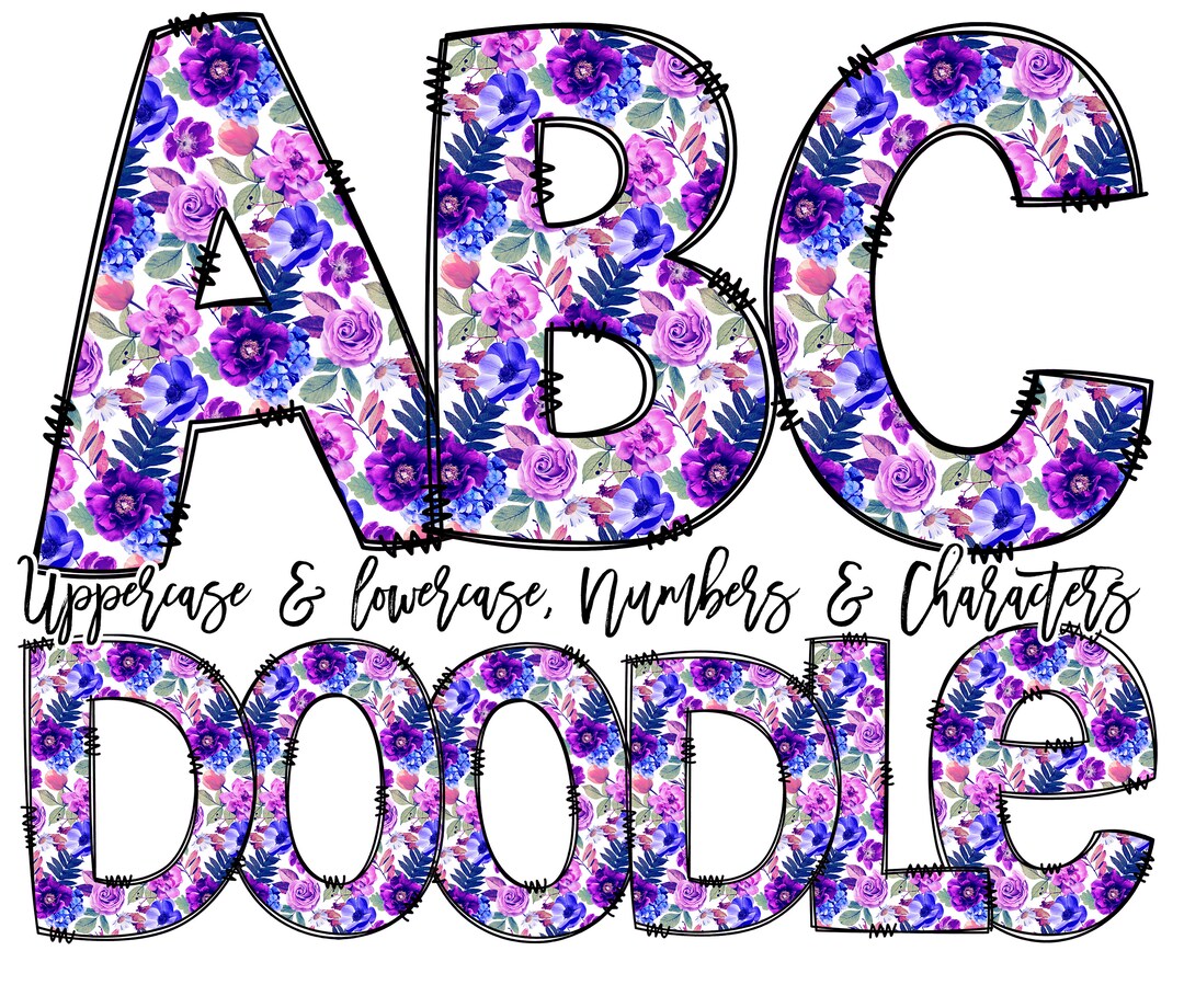 Doodle Letters PNG Floral Flower Alphabet Set, Floral Flower Letters ...