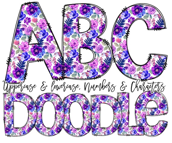 Doodle Letters PNG Floral Flower Alphabet Set Floral Flower - Etsy