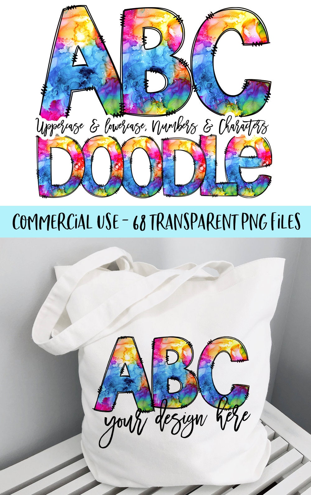 Doodle Font Rainbow Ink Doodle Letters Colorful Alphabet - Etsy
