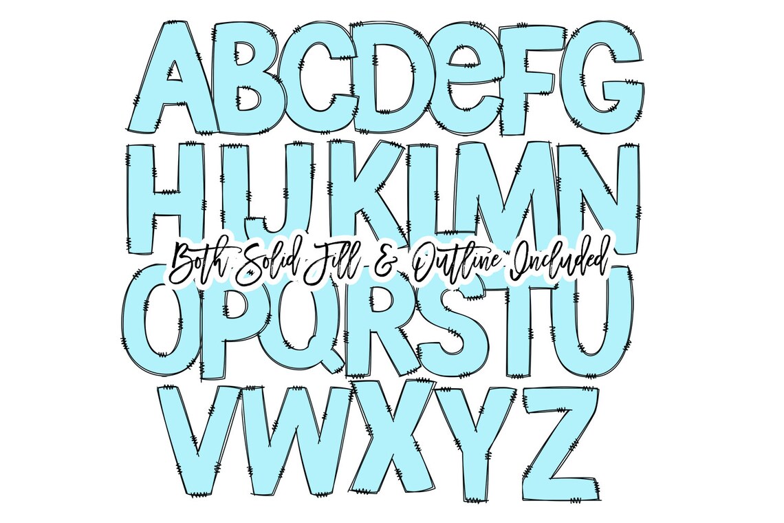 Transparent Doodle Letters With Solid Fill & Outline, Individually ...