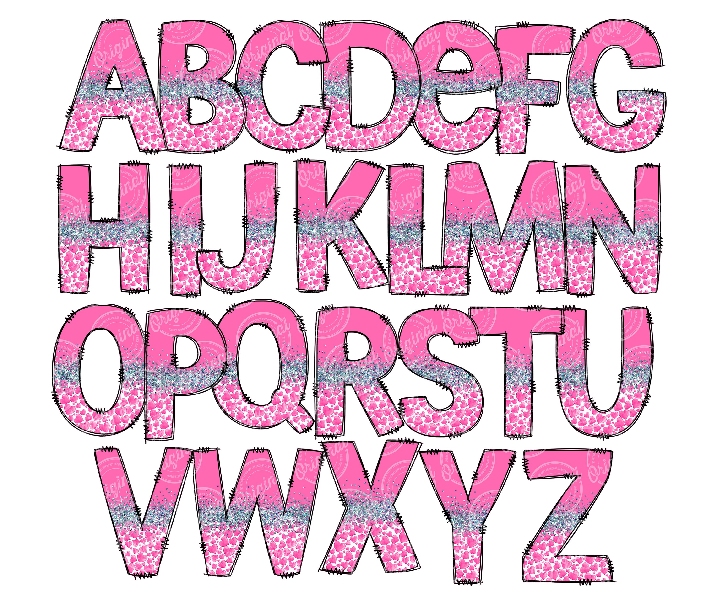 Doodle Font Valentines Day Love Heart Alphabet Set Doodle - Etsy