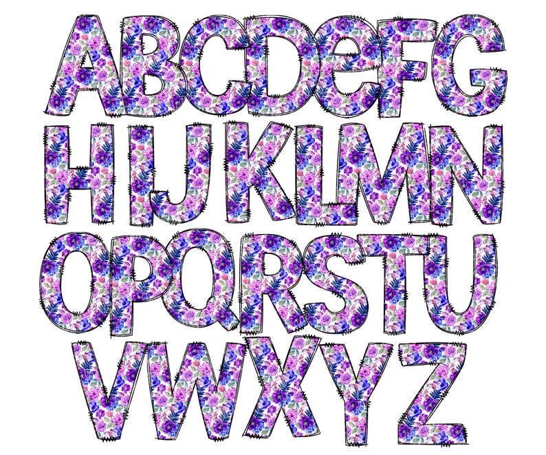 Doodle Letters PNG Floral Flower Alphabet Set Floral Flower - Etsy