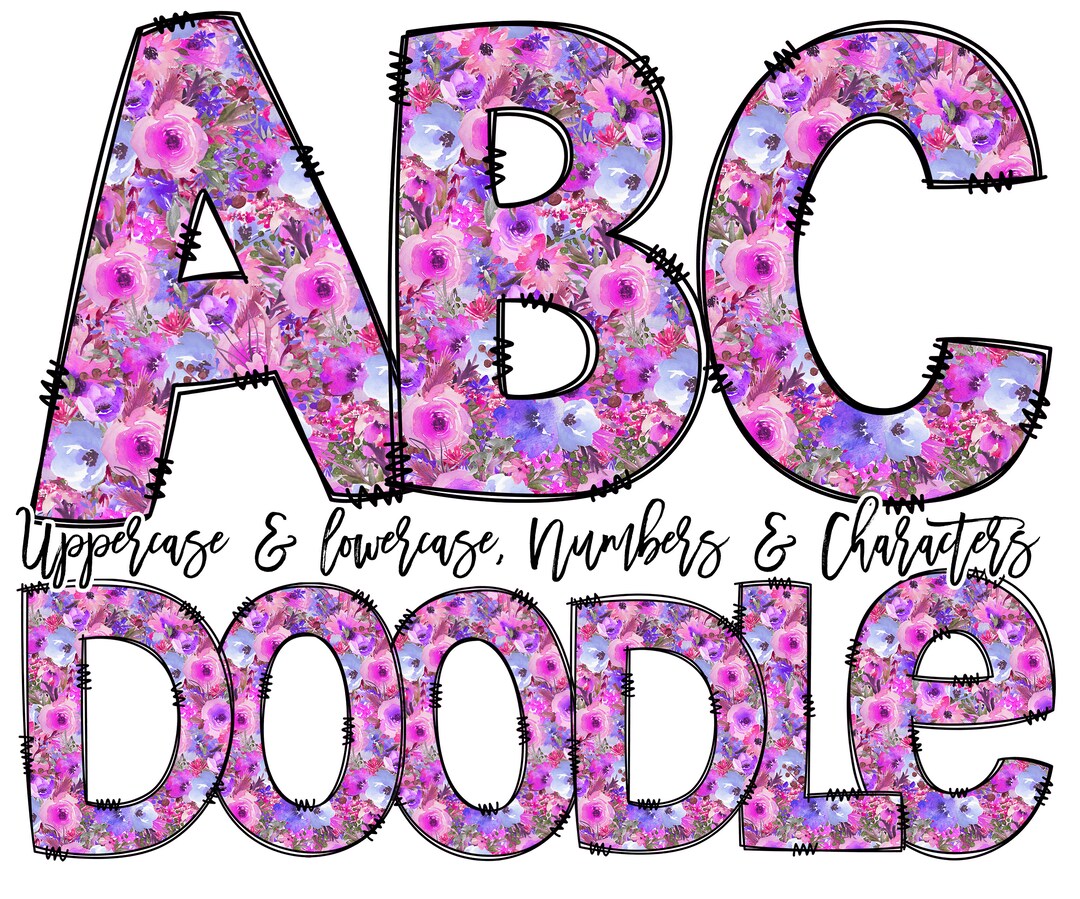 Doodle Letters PNG Floral Flower Alphabet Set, Floral Flower Letters ...