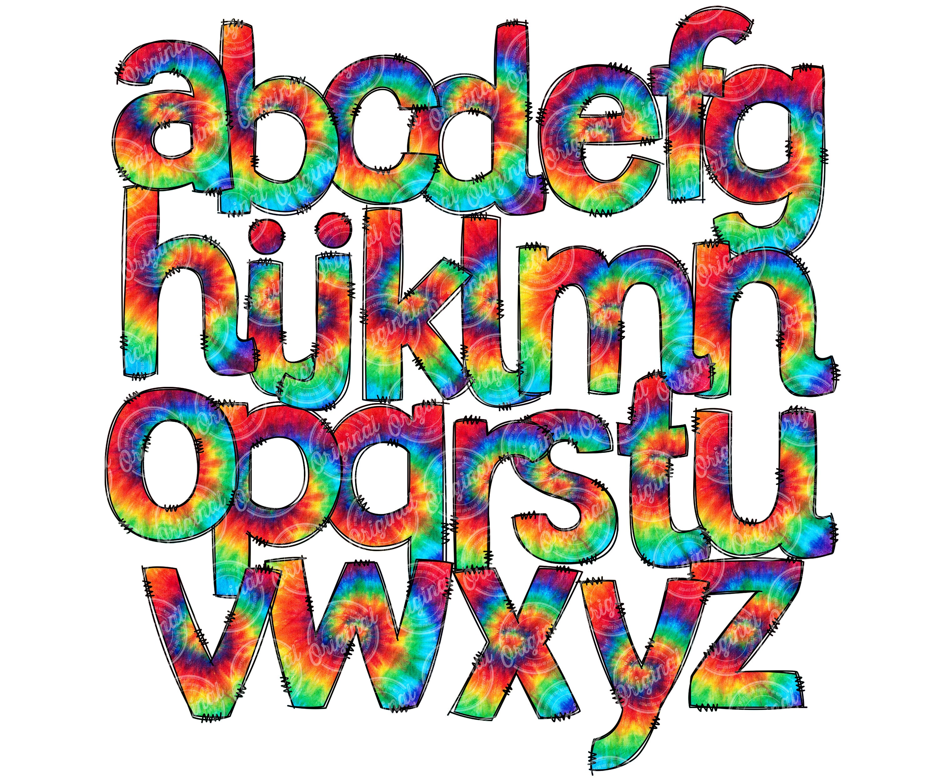 Doodle Font Tie Dye Doodle Letters Tie Dye Alphabet Pack Tie | Etsy