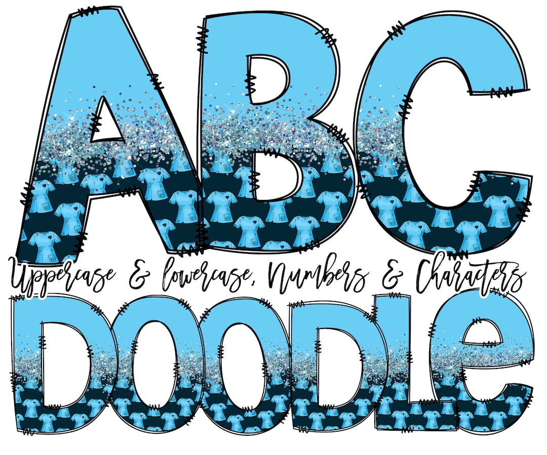 Doodle Font Nurse Alphabet Set, RN Doodle Letters, Midwife for Crafters ...