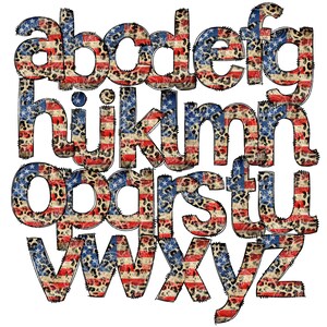Doodle Font USA Flag Doodle Letters, Red White Blue Alphabet Pack ...