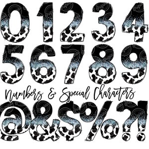 Doodle Font Cow Print Half Glitter Doodle Letters, Cow Hide Western ...