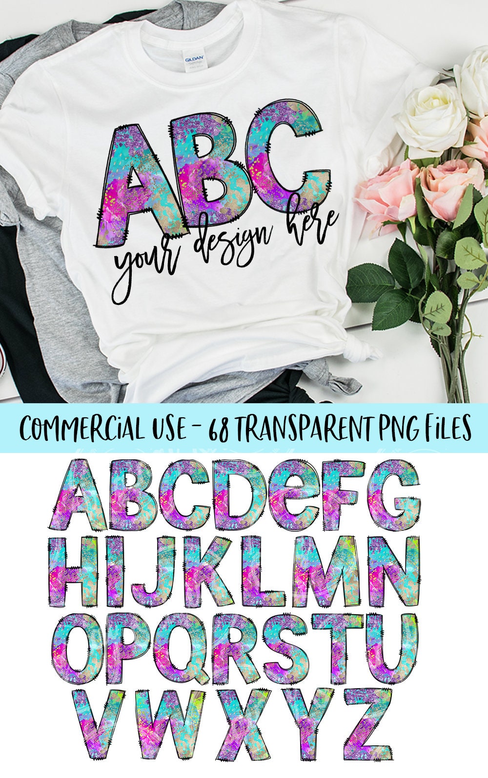 Doodle Font Ink Neon Doodle Letters PNG Sublimation Png | Etsy