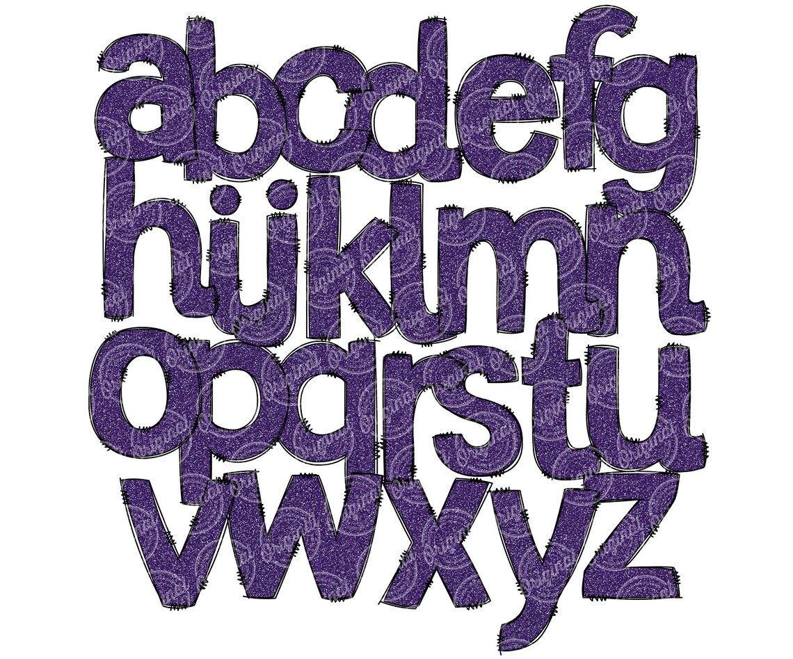 Dark Purple Glitter Alphabet Set Glitter Doodle Letters for - Etsy
